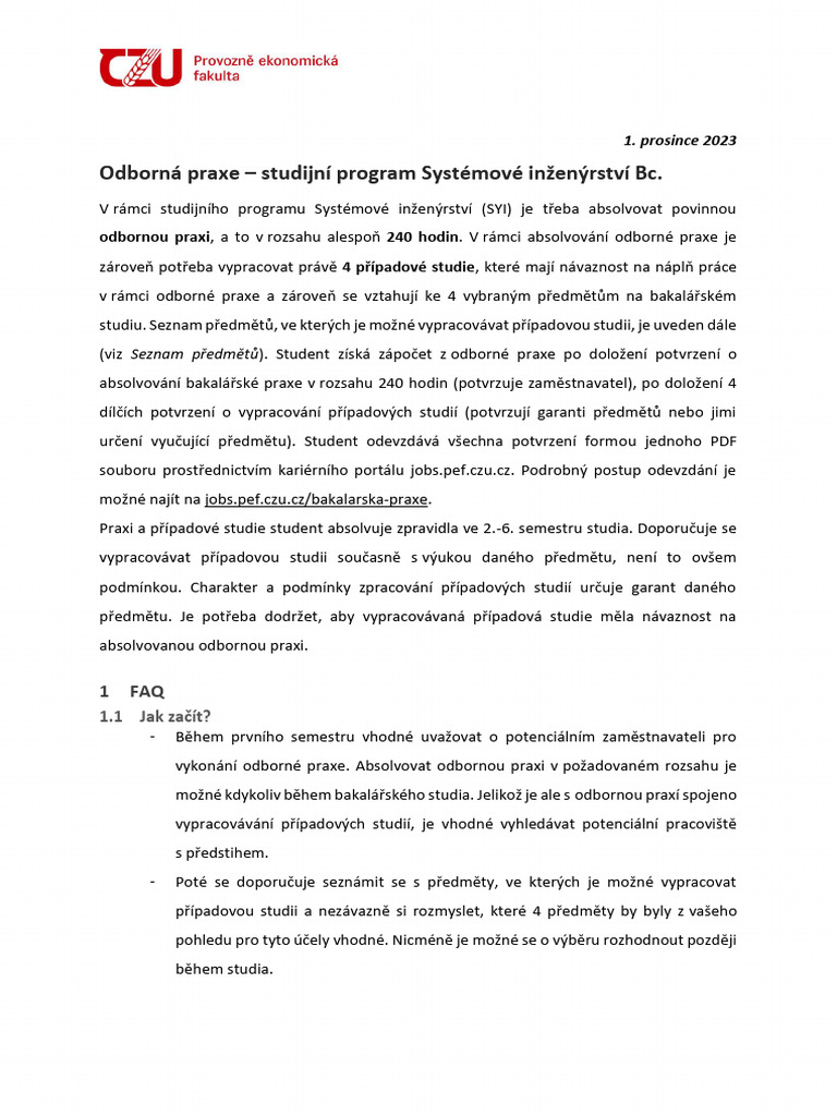 Odborna Praxe Program Syi | PDF