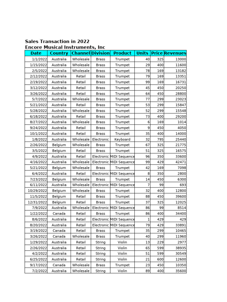 2022 Sales Data for Musical Instruments | PDF | String Instruments | Retail