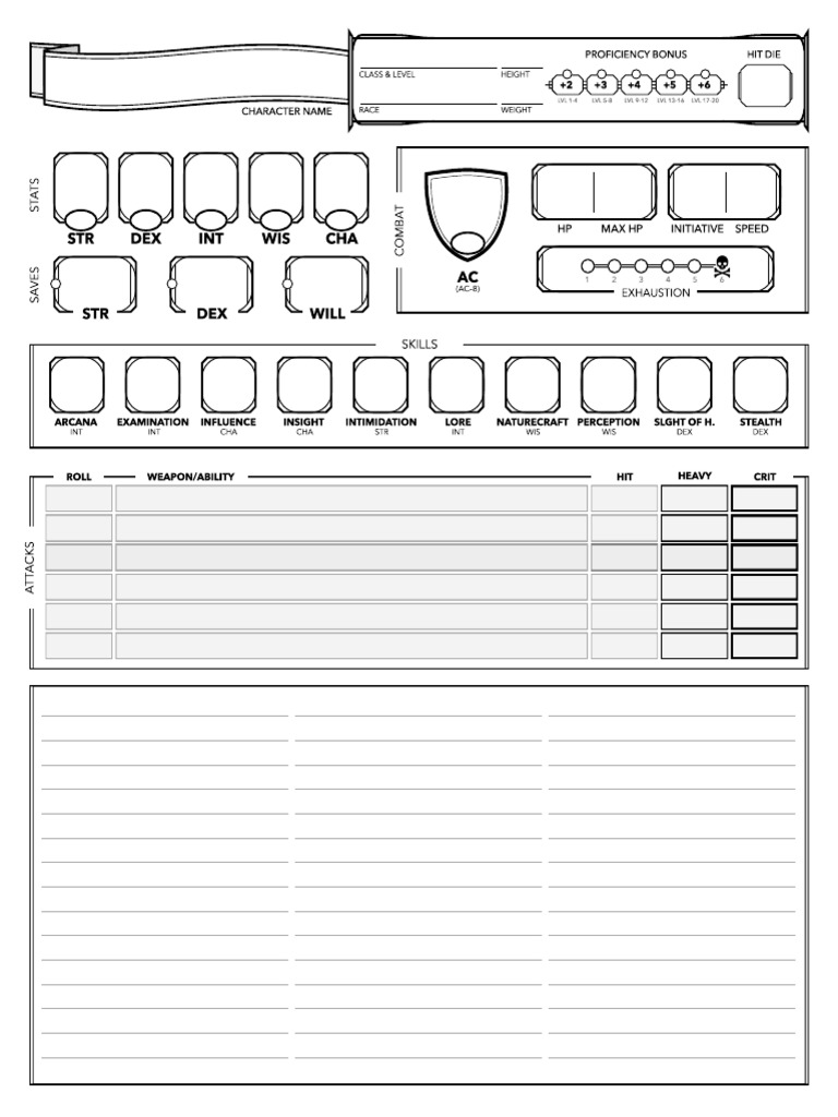 Nimble RPG Character Sheet Template | PDF