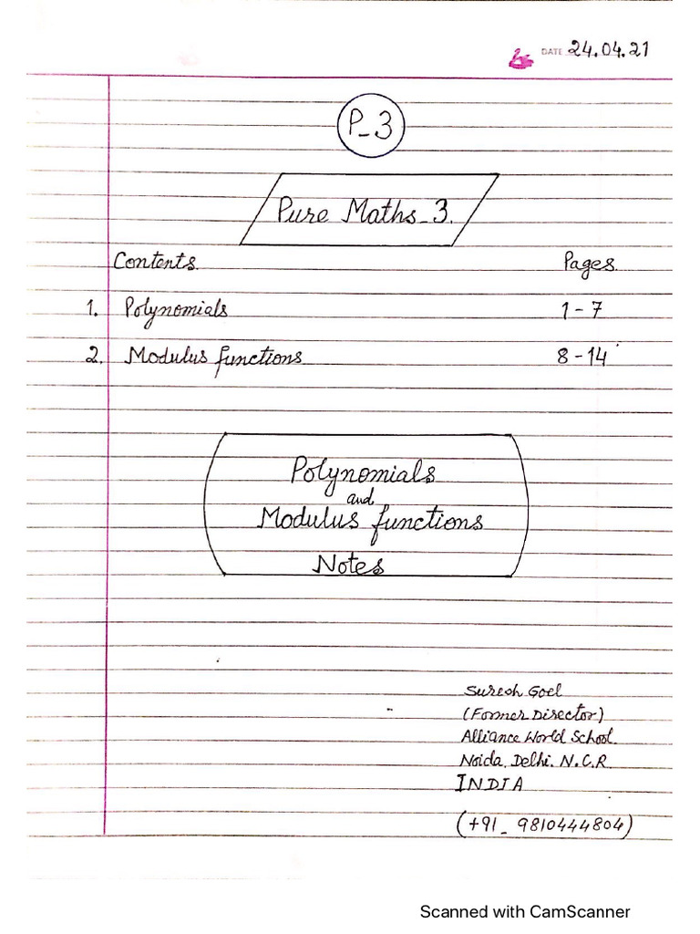p3 Polynomials and Modulus Notes | PDF