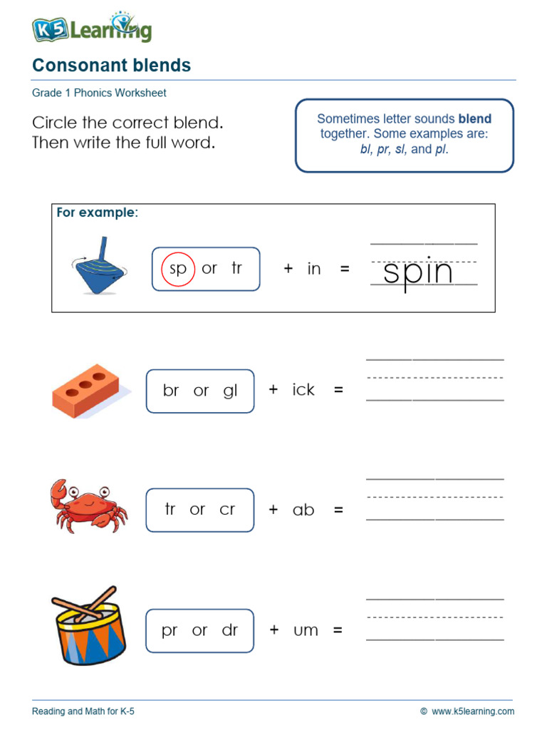 Grade 1 Consonant Blends z3x | PDF