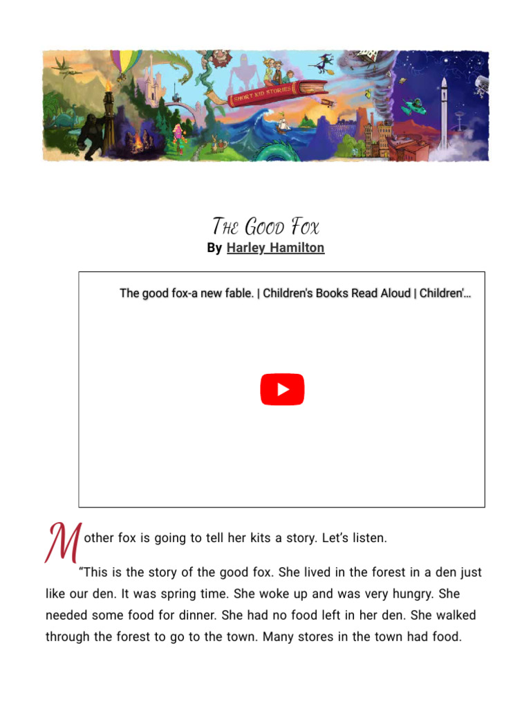 The Good Fox - Short Kid Stories | PDF