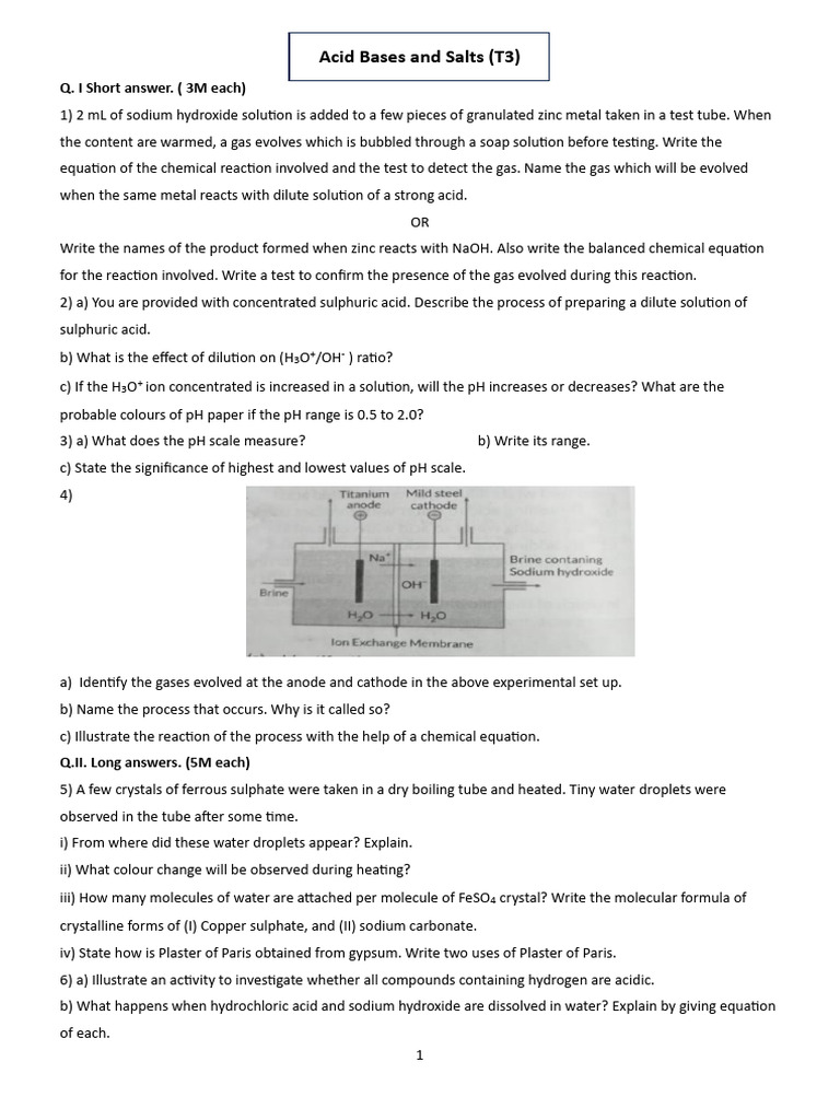 Acid Base and Salt (T3) | PDF