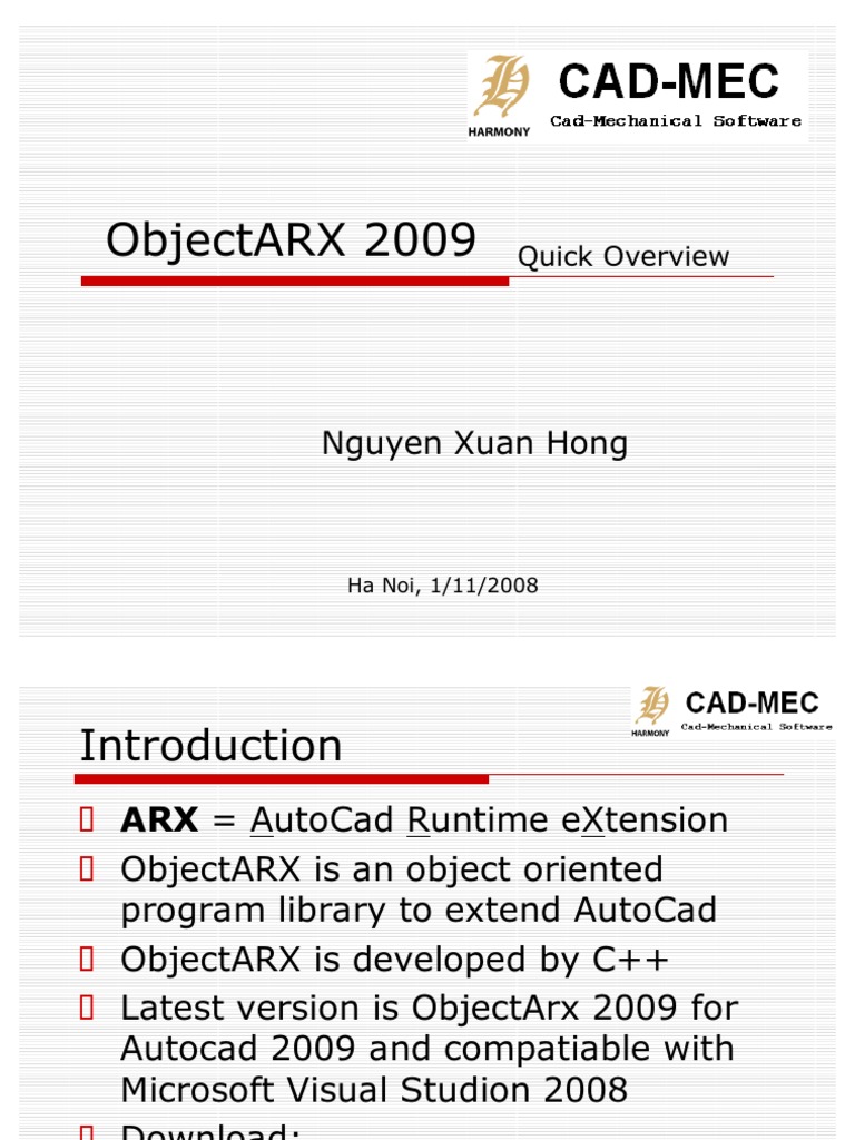 ObjectARX 2009 | PDF | Auto Cad | Application Software
