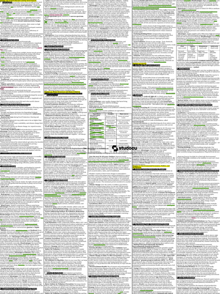 Note Environmental Science Final Exam 2 MCK | PDF | Agriculture | Water