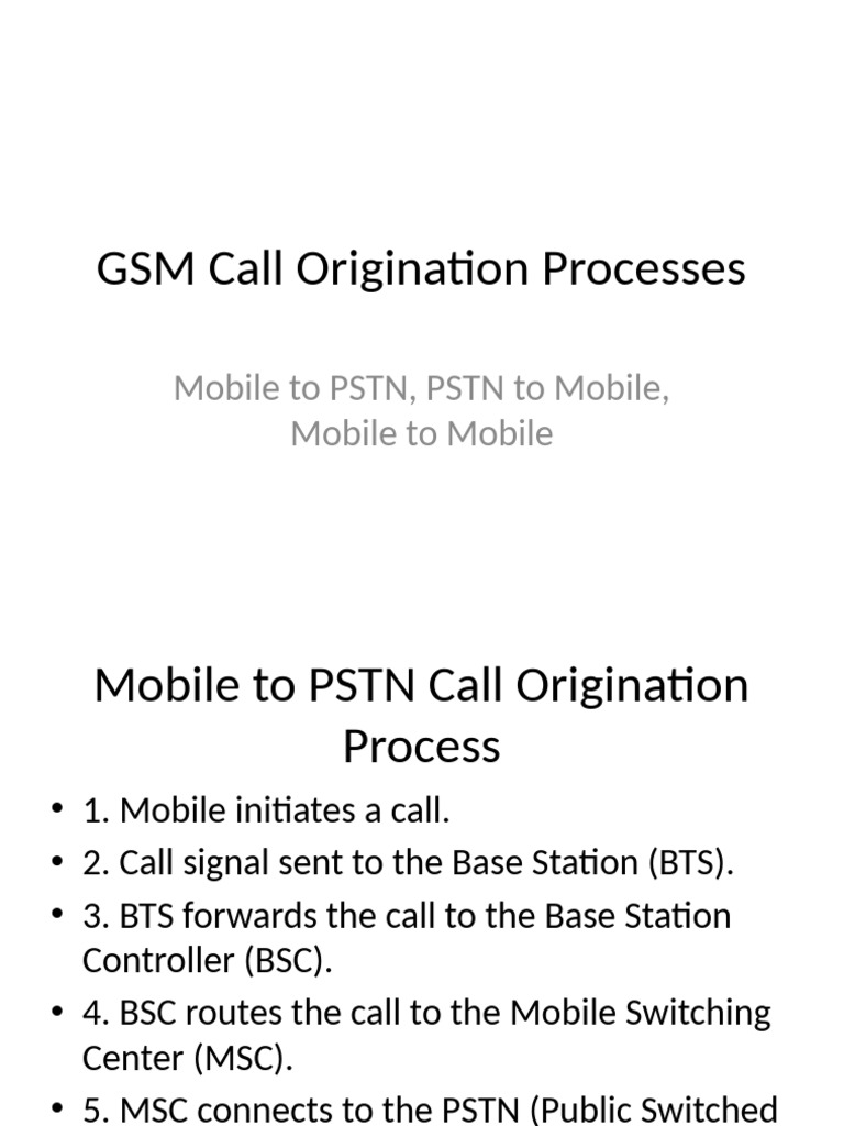 GSM Call Origination Processes | PDF