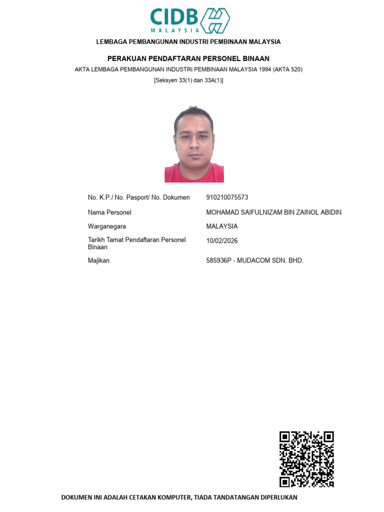 Cidb M.saifulnizam | PDF