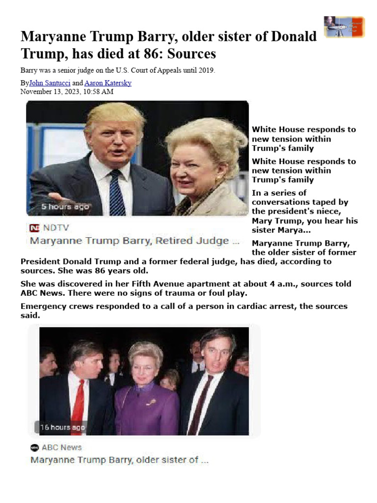 Maryanne Trump Barry - U.S.C.A. Third Circuit Case No. 07-4474 and 07 ...