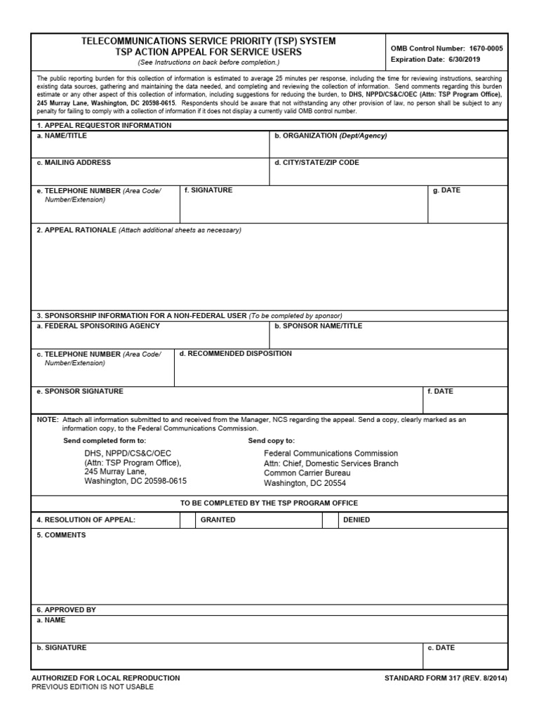 Telecommunications Service Priority (TSP) System TSP Action Appeal For ...