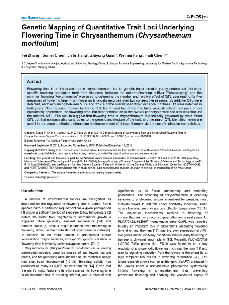 Genetic Mapping Of Quantitative Trait Loci Underlying Pdf