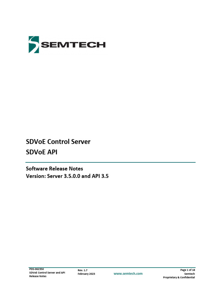 PDS-062350 SDVoE Control Server and API 3-5-0-0 Release Notes | PDF ...