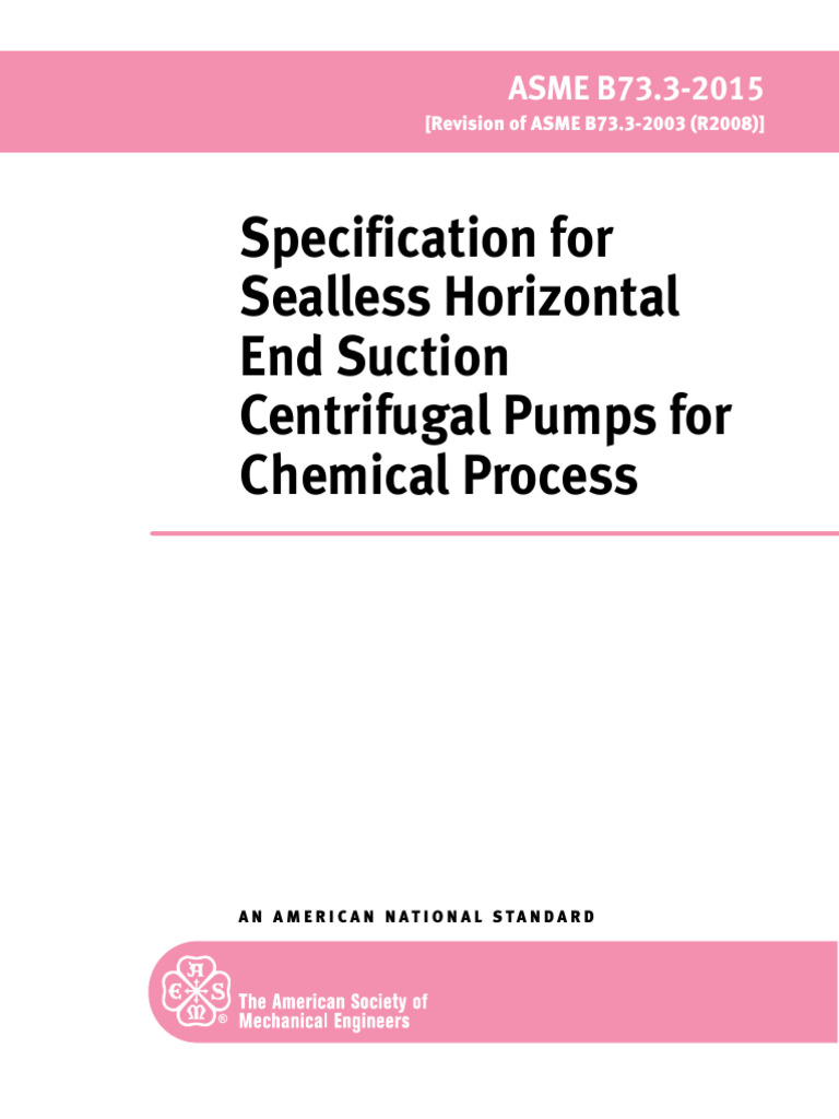 ASME B73.3 Sealless Pumps | PDF | Pipe (Fluid Conveyance) | Mechanical ...