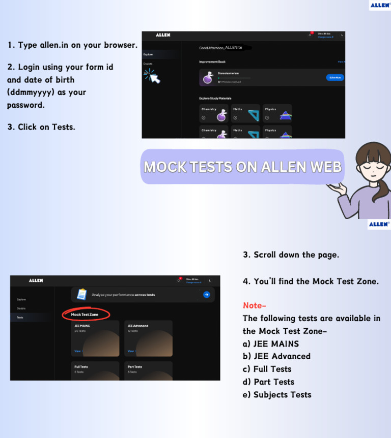 Mock Tests On Allen Web 2.0 | PDF
