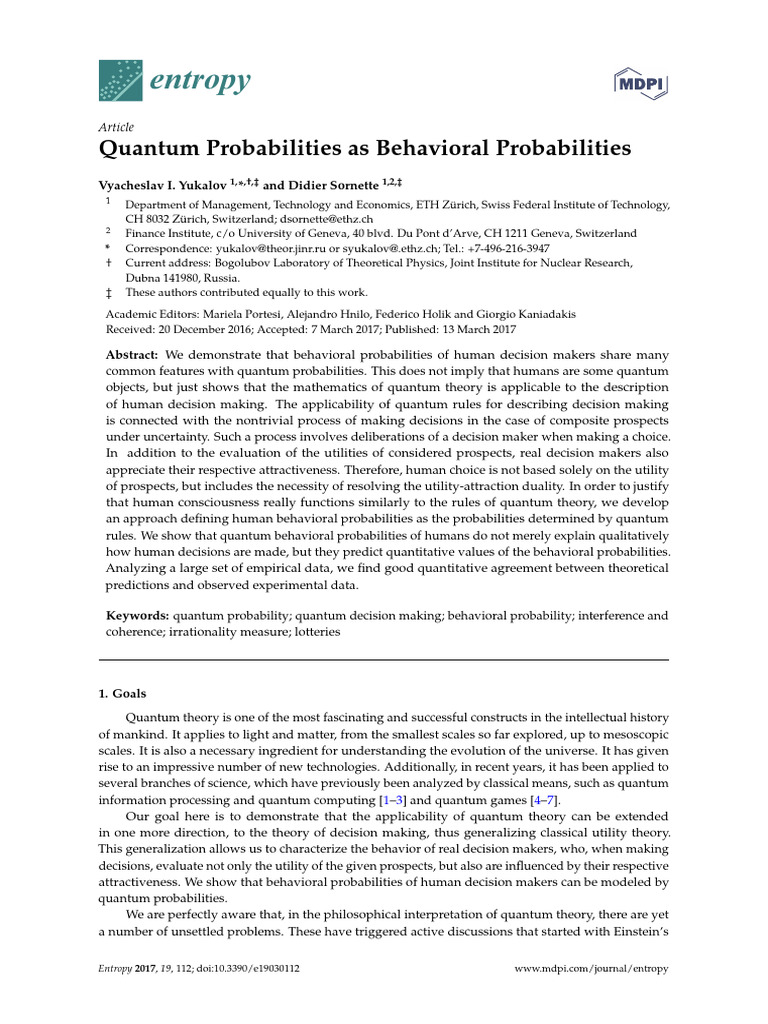Entropy 19 00112 | PDF | Decision Theory | Utility