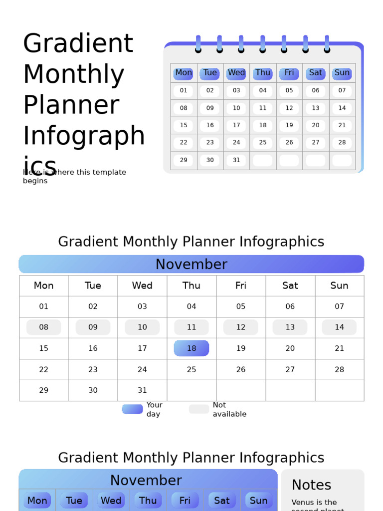 Gradient Monthly Planner Infographics by Slidesgo | PDF | Planets ...
