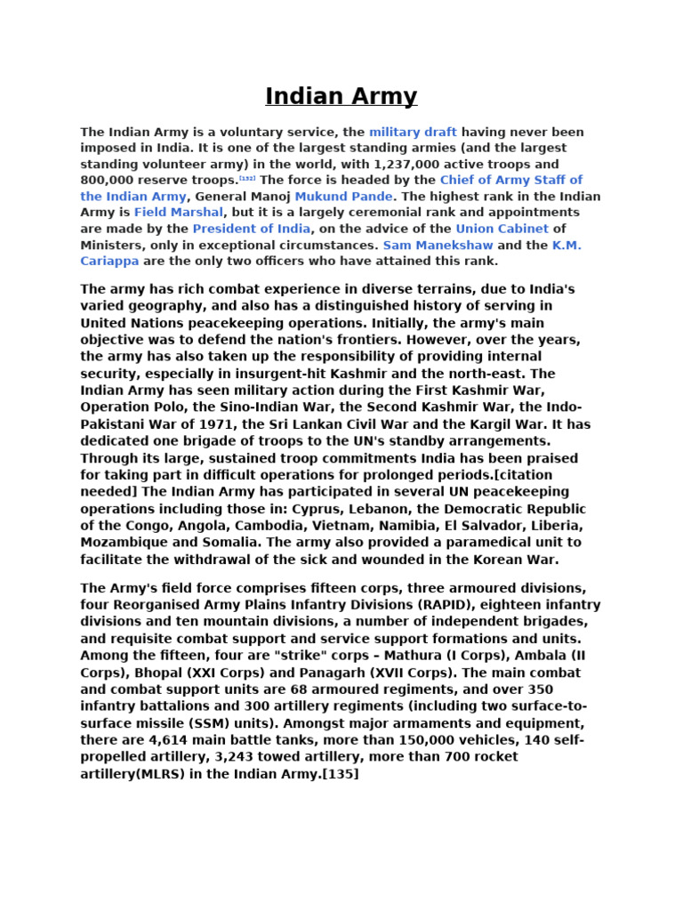 Indian Army | PDF | Division (Military) | Corps