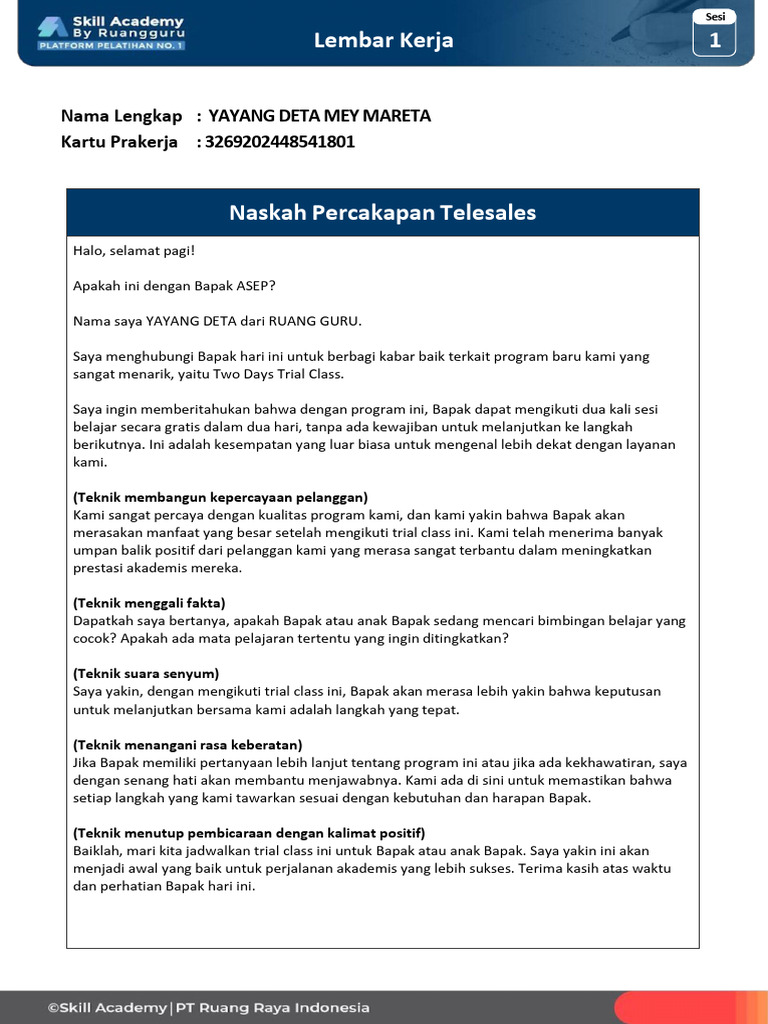 Naskah Percakapan Telesales | PDF