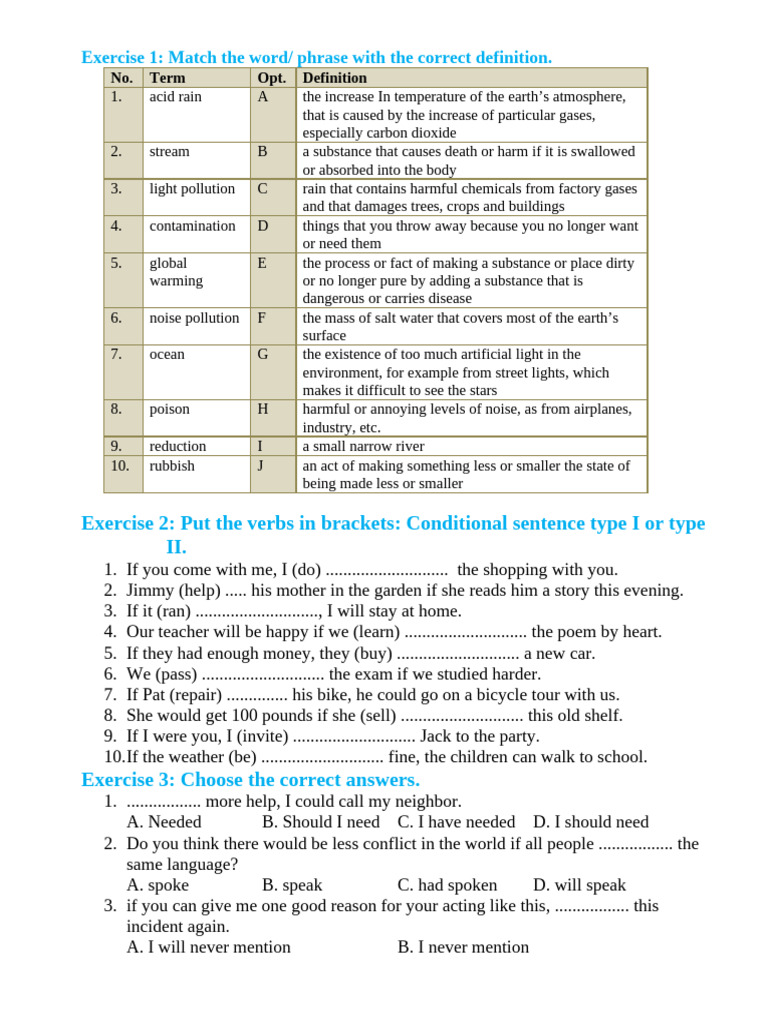 ANH 8.B20- CONDITIONAL SENTENCES 1,2 | PDF | Pollution | Natural ...