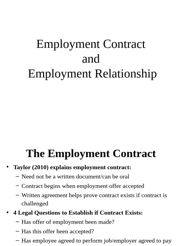 Understanding Employment Contracts and Relationships | PDF | Employment ...
