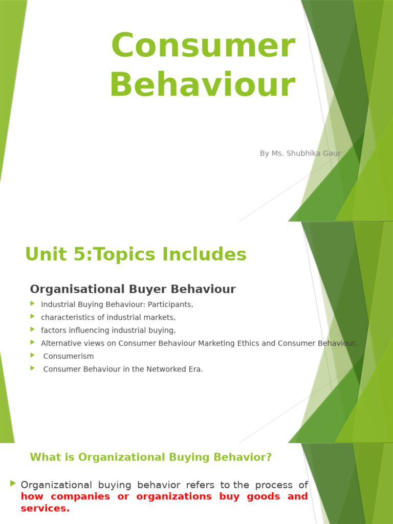 Consumer Behaviour UNIT 5 | PDF | Behavior | Market (Economics)