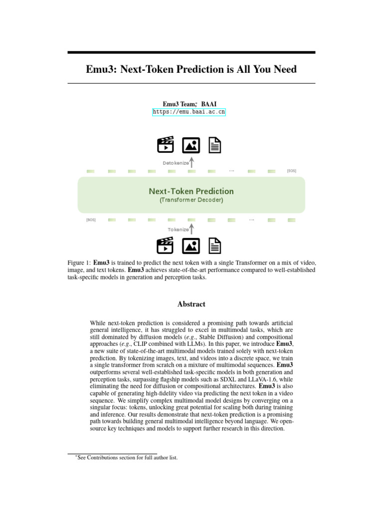 Emu3 Next-Token Prediction Is All You Need | PDF | Video | Data Compression