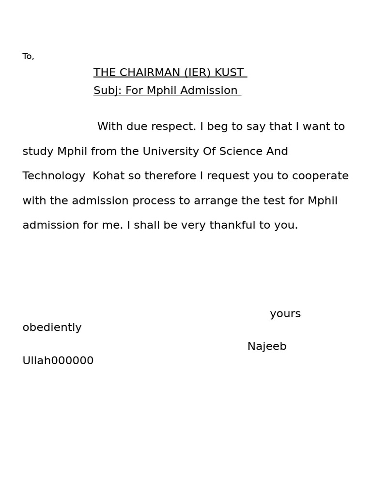 Application For Mphil | PDF