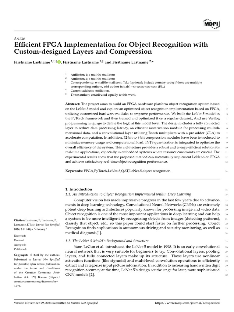 Efficient Fpga Implementation For Object Pdf Deep Learning Field 1325