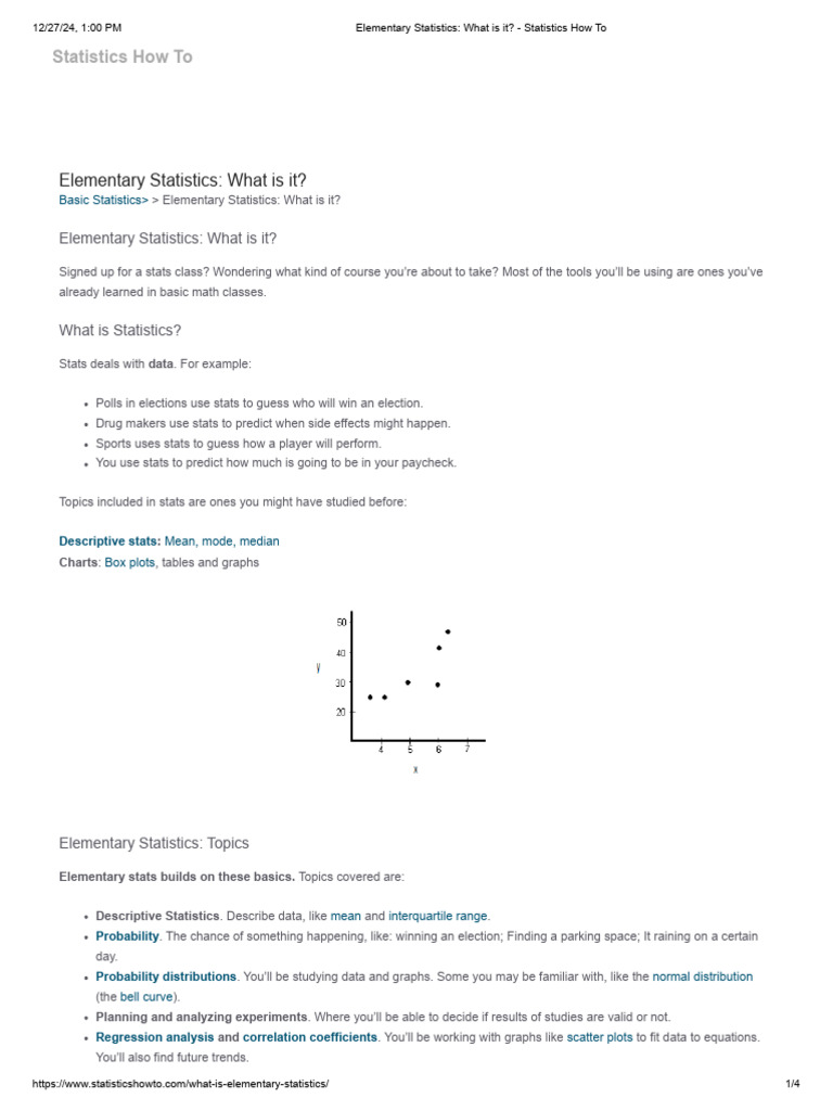 Understanding Elementary Statistics Basics | PDF | Statistics | Applied ...