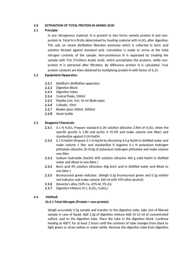 Total Protein Estimation Method | PDF | Sodium Hydroxide | Acid