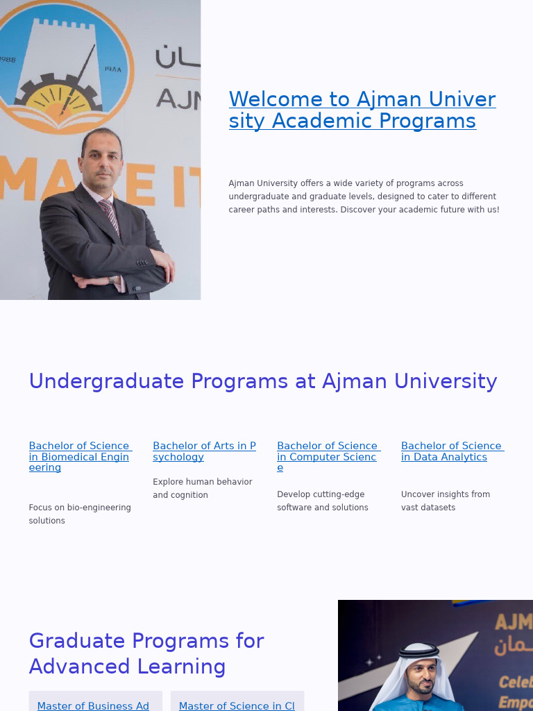 Welcome To Ajman University Academic Programs | PDF
