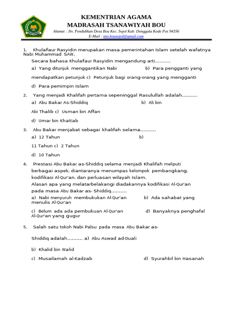 UTS SKI SEMESTER 2 KELAS 7 _ Quizizz | PDF