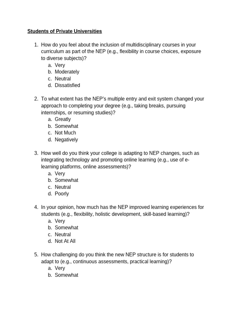 NEP Impact on Private University Students | PDF | Educational ...