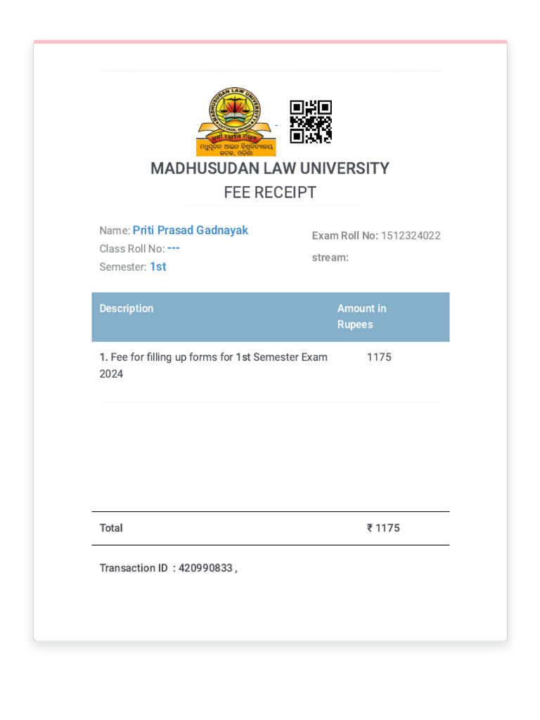 Mlu Payment Receipt | PDF