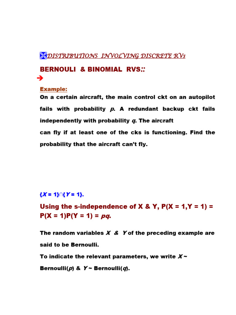 Bernoulli and Binomial Random Variables | PDF | Poisson Distribution ...
