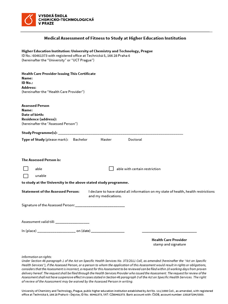 Medical Assessment Form | PDF | Allergy | Diseases And Disorders