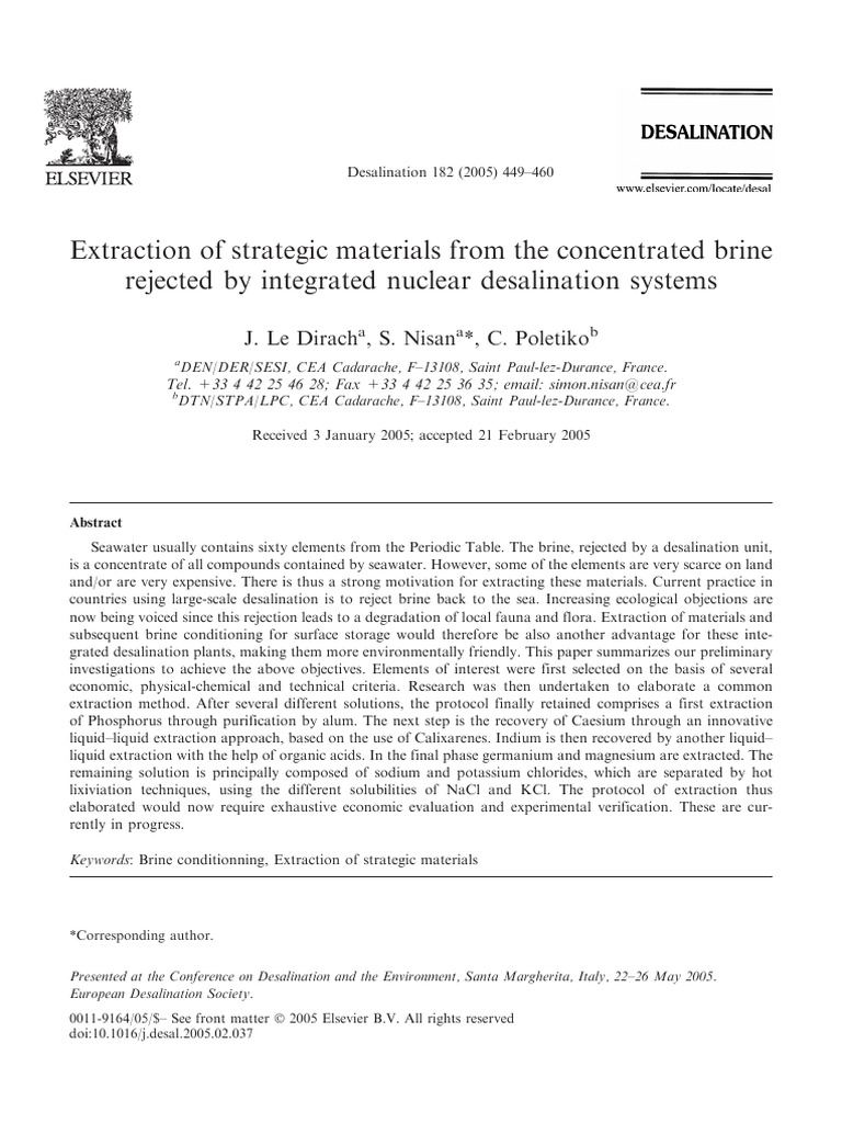 Metal Recovery From Reverse Osmosis Concentrate Rejected by Integrated ...