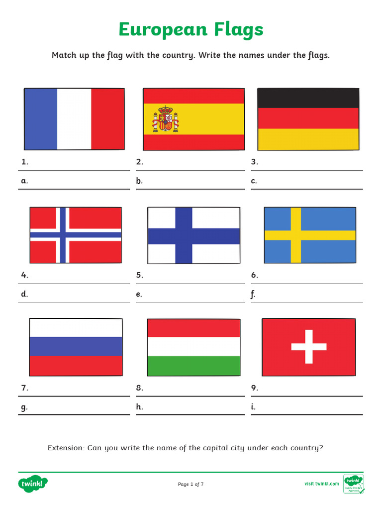 European Country Flags Quiz | PDF | National Association Football Teams ...