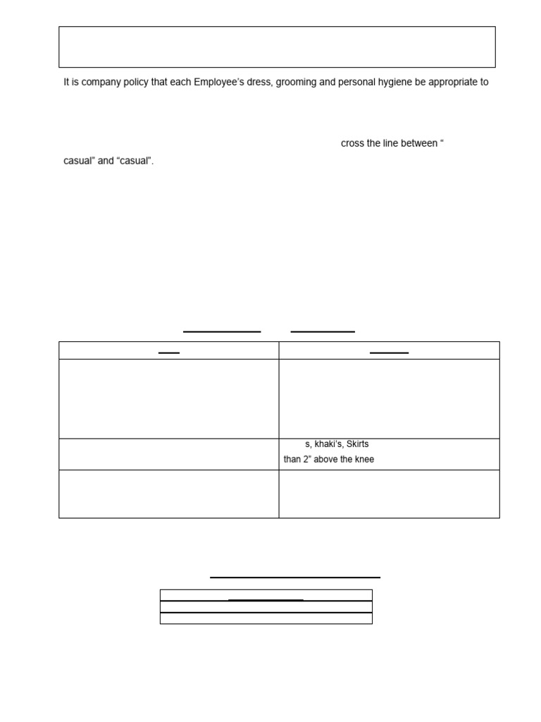 Updated Dress Code Policy | PDF | Clothing | Dress