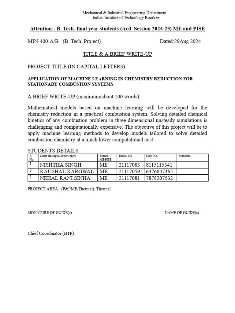 _BTP Project performa.docx | PDF