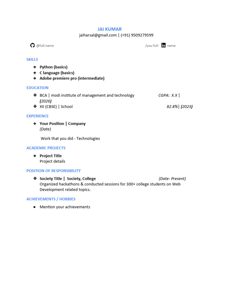 Jai Kumar's Resume: Skills & Experience | PDF