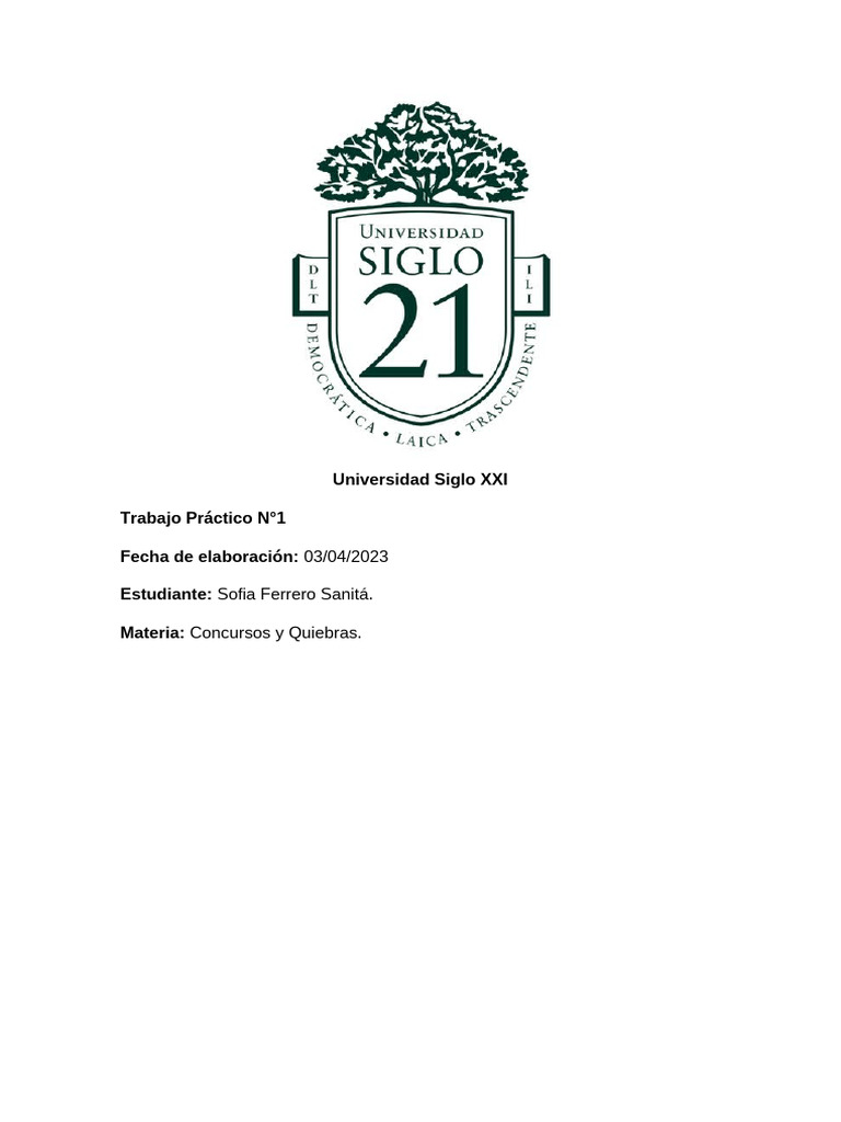 Tpn°1 Concursos y Quiebras | PDF | Bancarrota