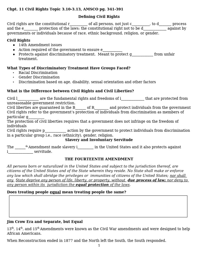 Civil Rights Overview and Key Cases | PDF | Equal Protection Clause ...