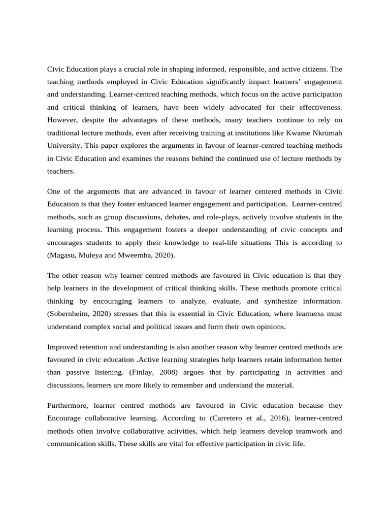 Diana's Assignment Civic 1 | PDF | Learning | Teaching Method