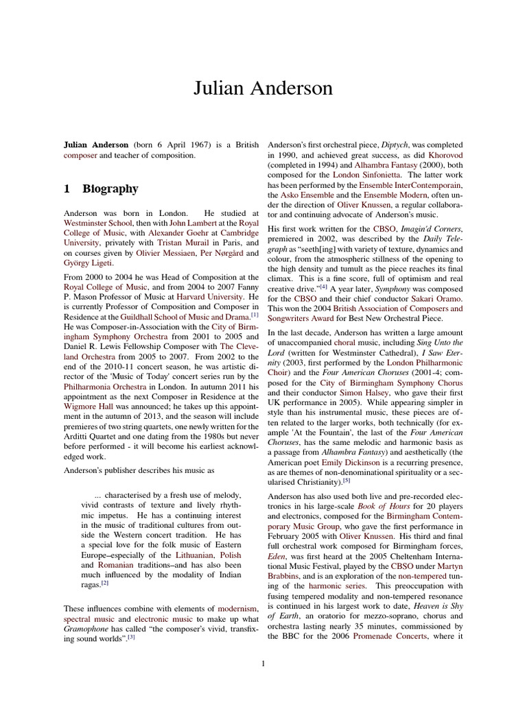 Julian Anderson | PDF | Classical Music