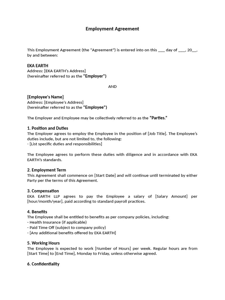 Employment Agreement | PDF | Employment | Labor