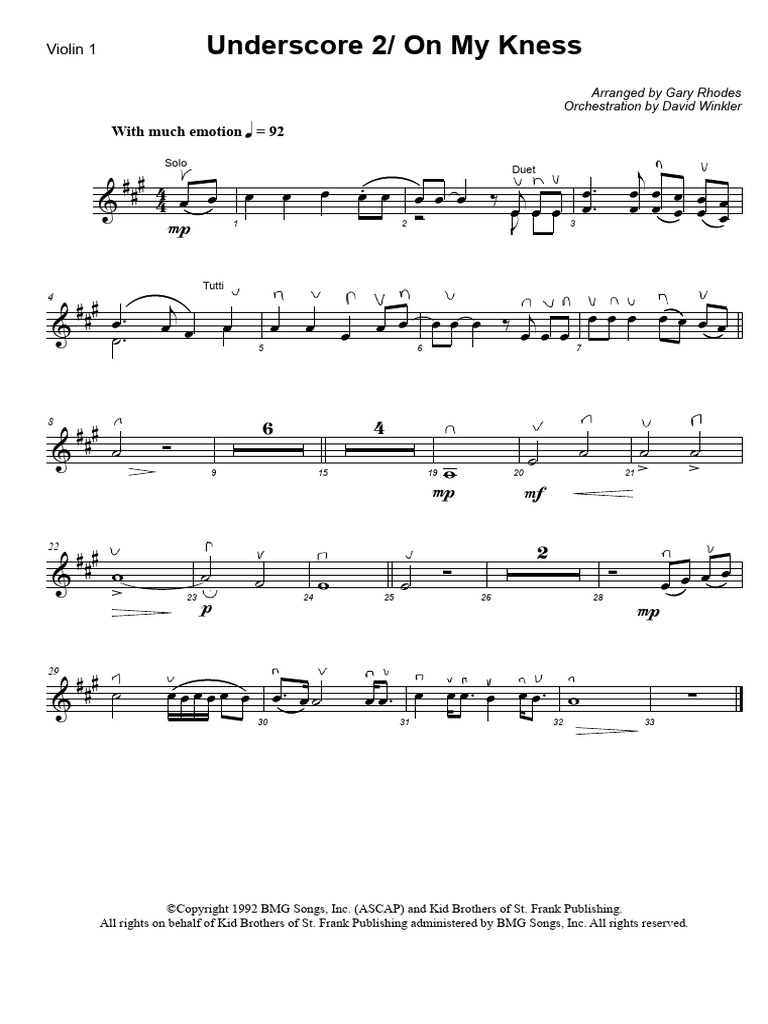 Underscore 2 On My Kness - Violin 1 | PDF