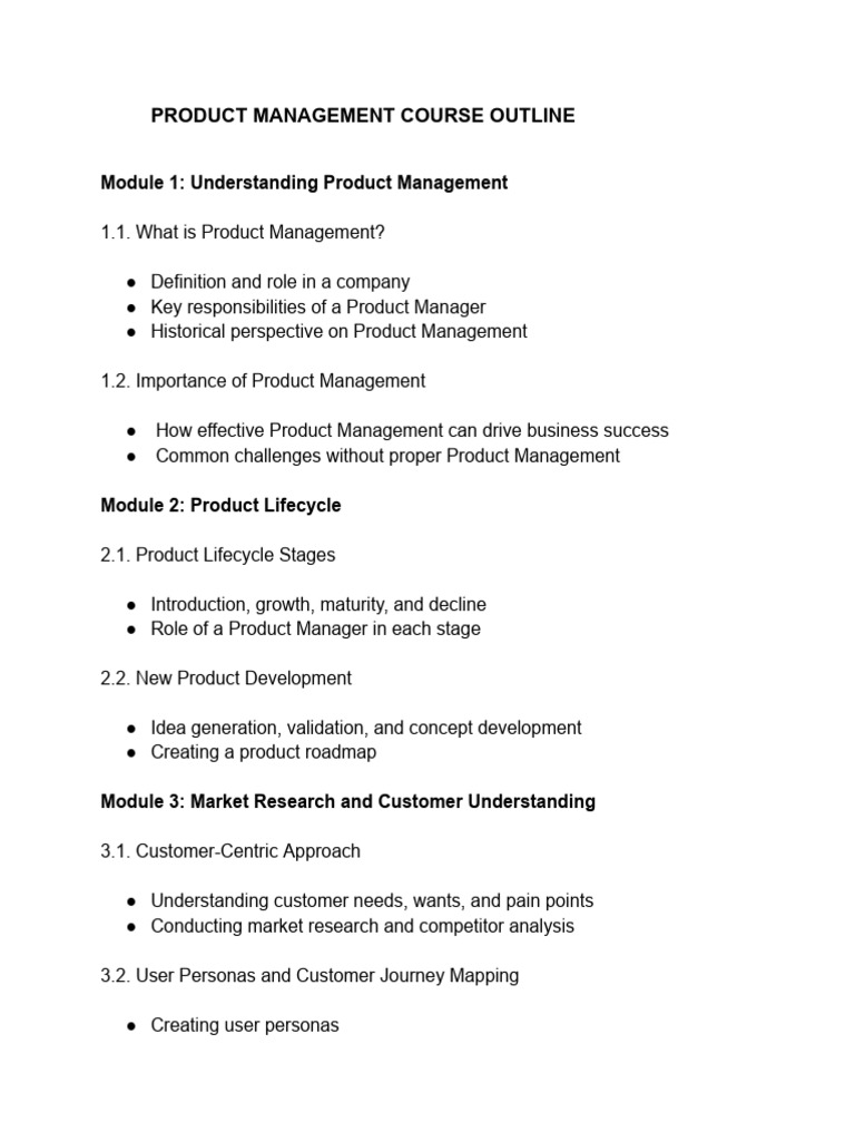 Product Management Course Overview | PDF