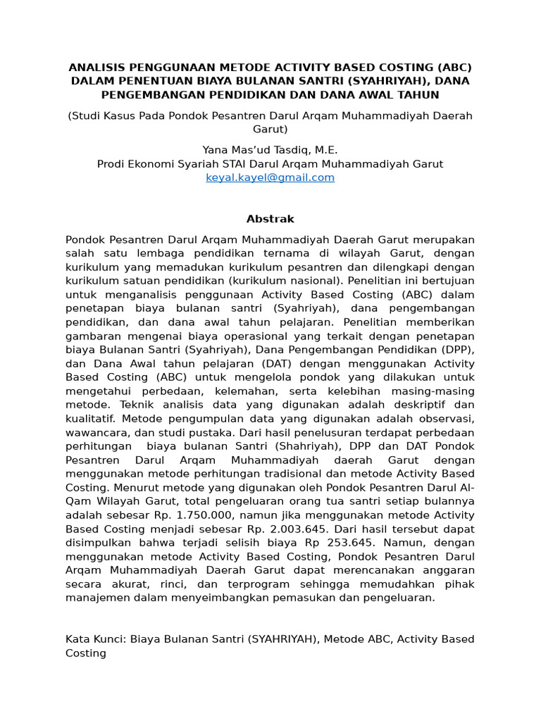 Analisis Penggunaan Metode Activity Based Costing | PDF