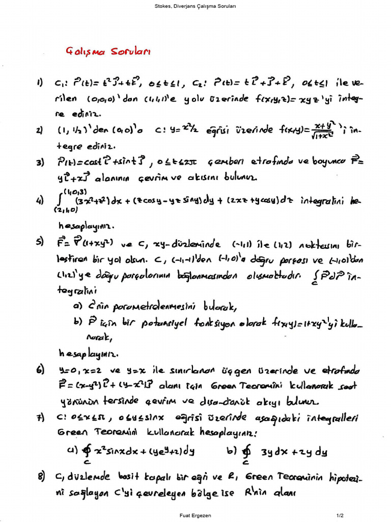 Stokes Diverjans Calisma Sorulari | PDF
