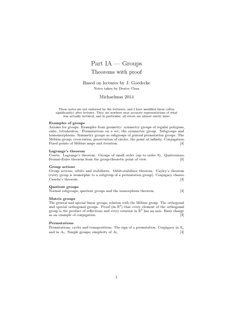 Group Theory: Theorems and Proofs | PDF | Eigenvalues And Eigenvectors ...